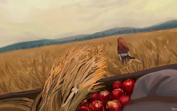 Holo Enjoying Apples - Spice and Wolf HD Wallpaper