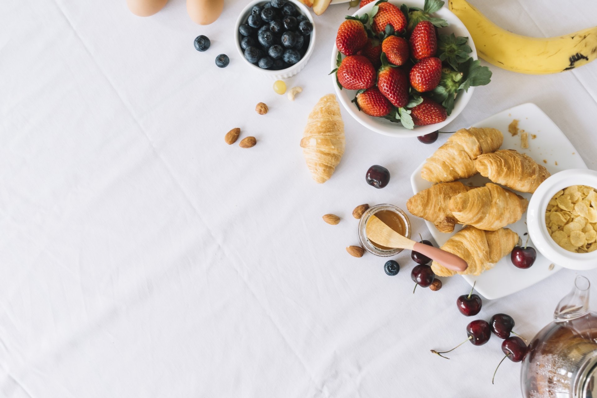 Download Cherry Blueberry Strawberry Croissant Still Life Food ...