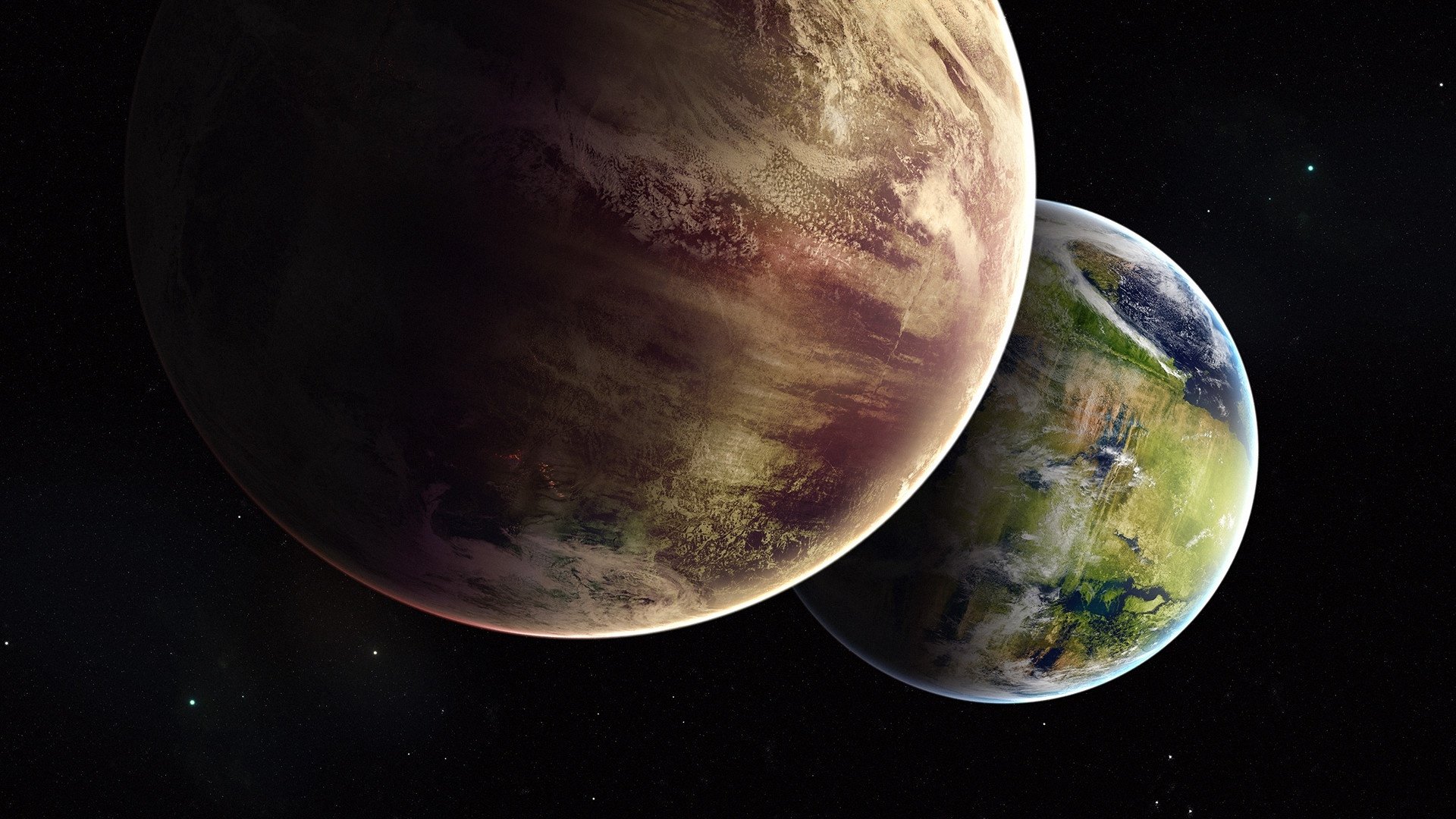Twin Worlds — HD Sci‑Fi Planet Wallpaper by Jose Mikhail | 1920x1080 ...