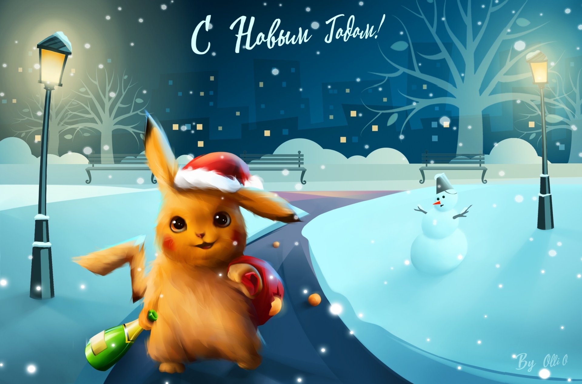 Download Santa Hat Pikachu Anime Pokemon HD Wallpaper | 2500x1650 ...