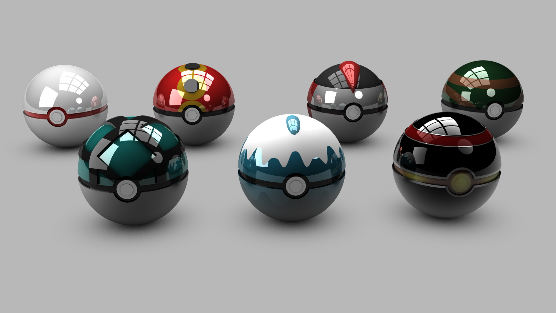 Seven pokeballs