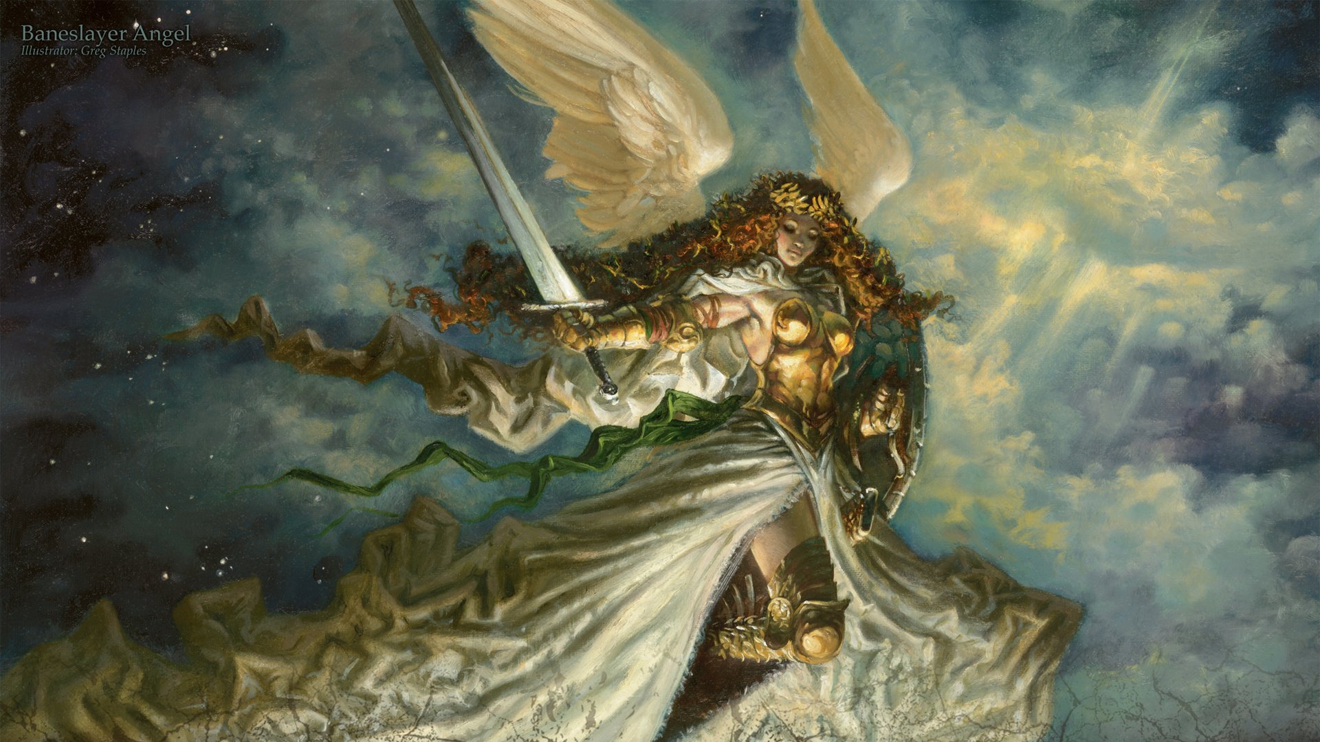 Celestial Warrior: HD Wallpaper of an Angelic Guardian by Greg Staples
