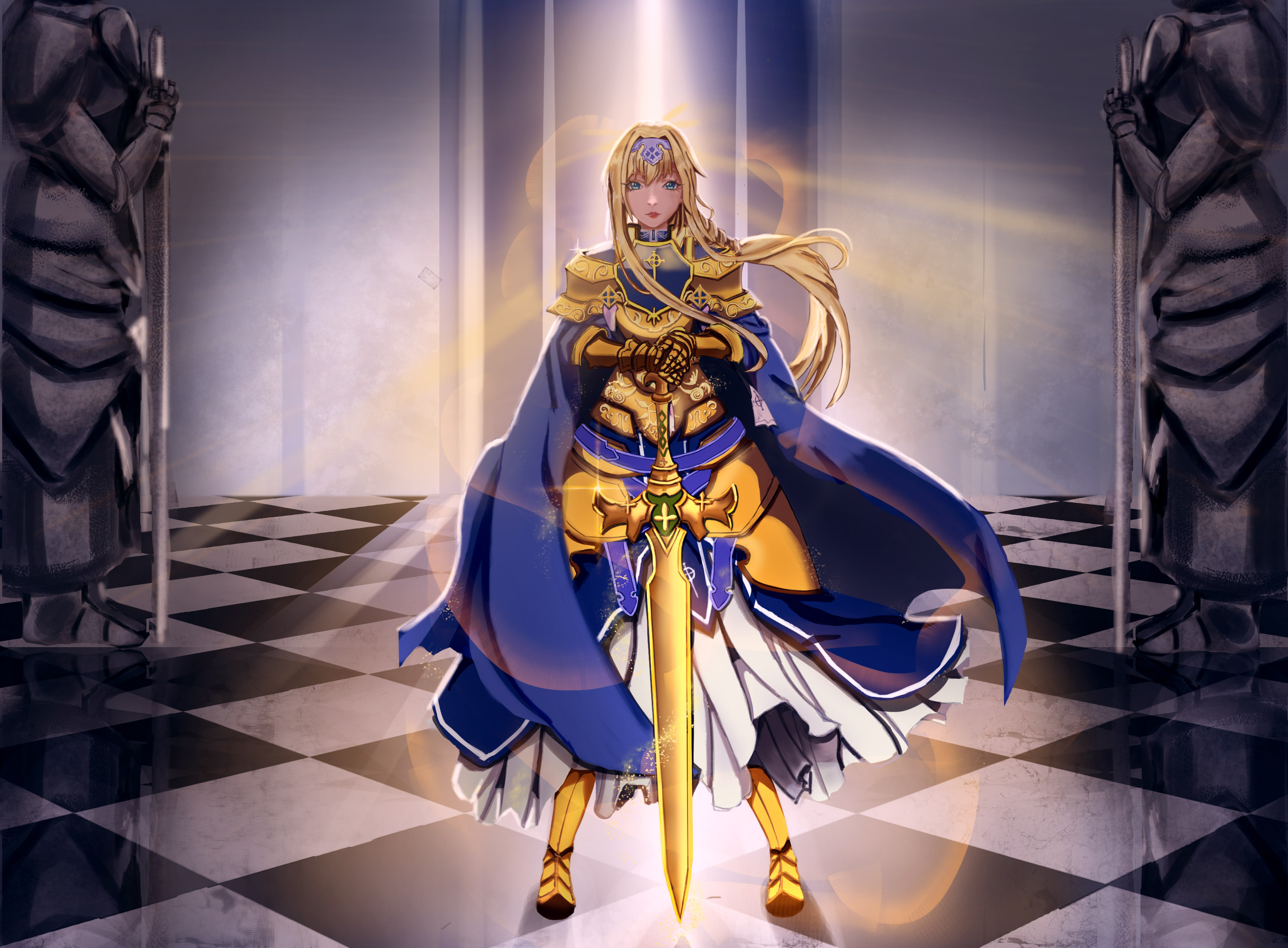 Download Cape Blue Eyes Armor Sword Blonde Alice Zuberg Anime Sword Art ...