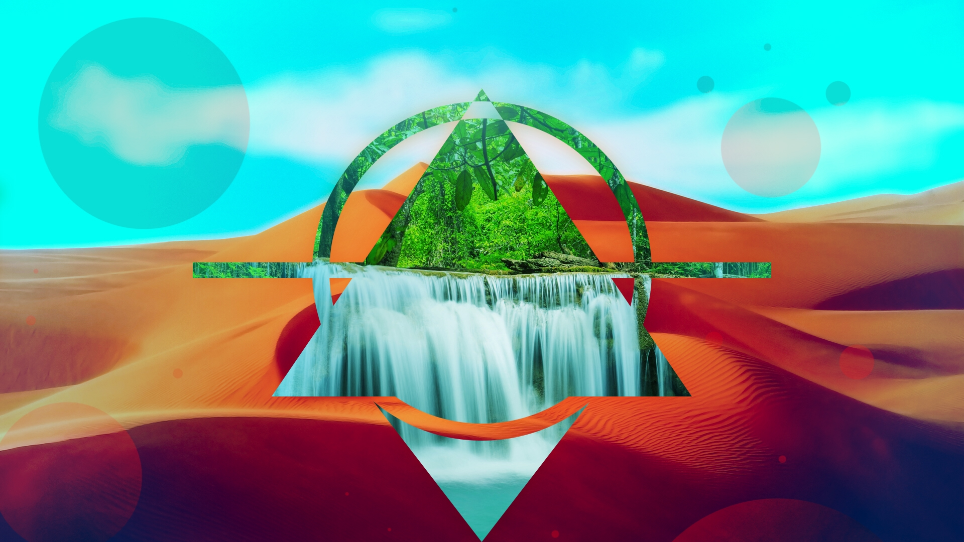 Download Desert Waterfall Landscape Artistic Polyscape HD Wallpaper