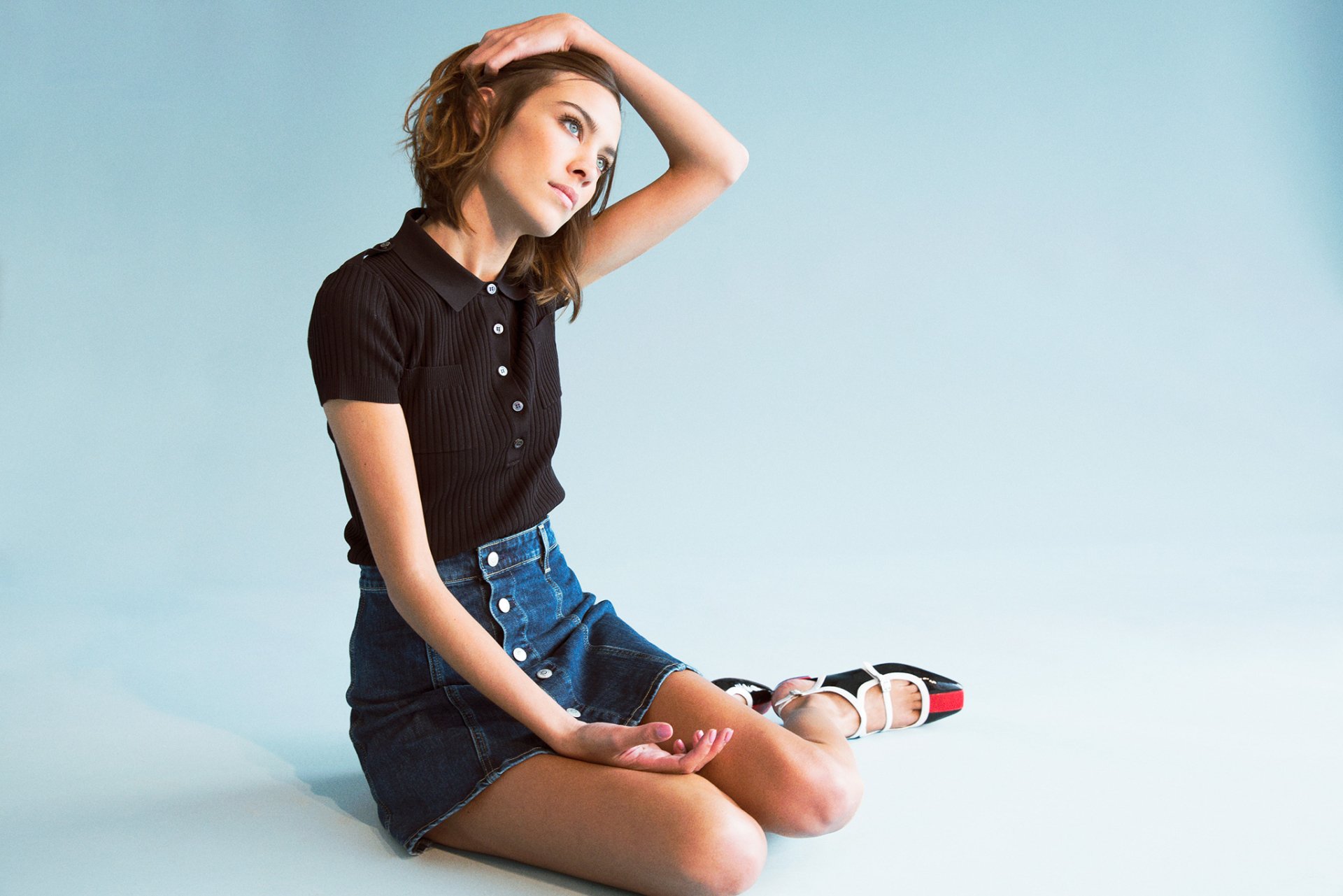 Download Brunette Blue Eyes British Model Woman Alexa Chung HD Wallpaper