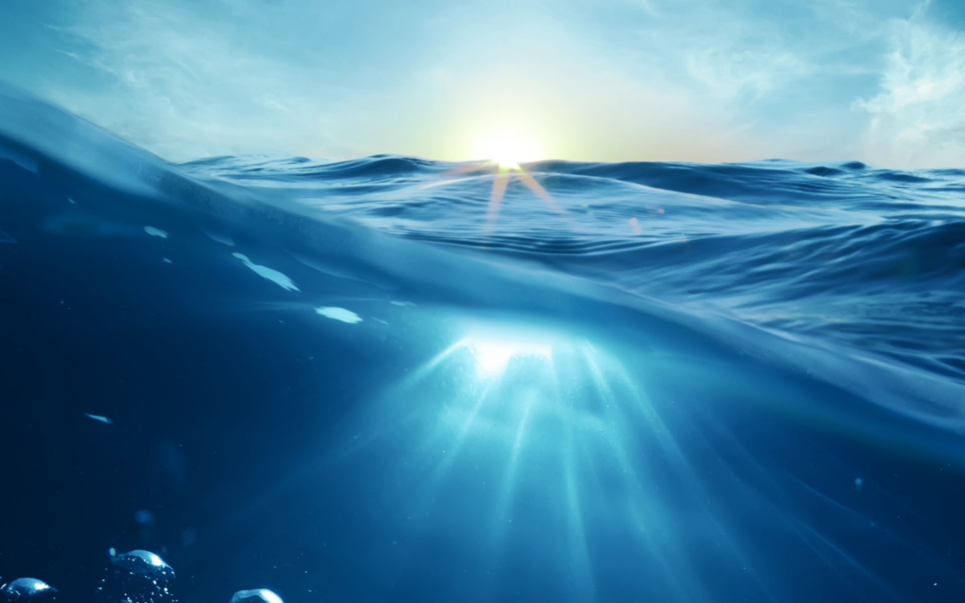 Download Sunbeam Blue Sea Nature Ocean HD Wallpaper