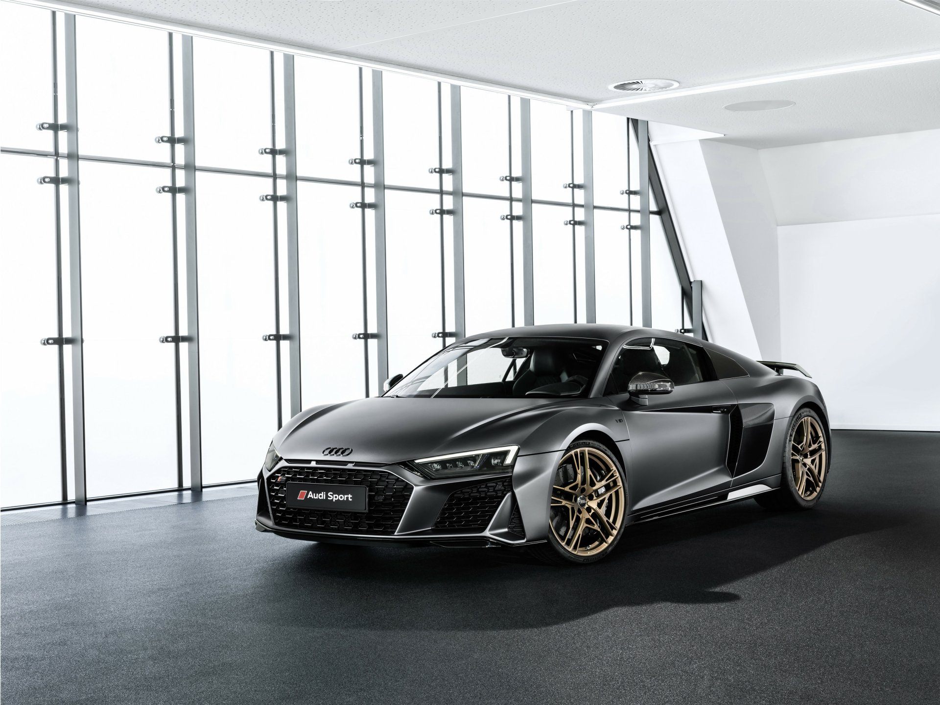 Download Supercar Silver Car Car Audi Audi R8 Vehicle Audi R8 V10 HD Wallpaper