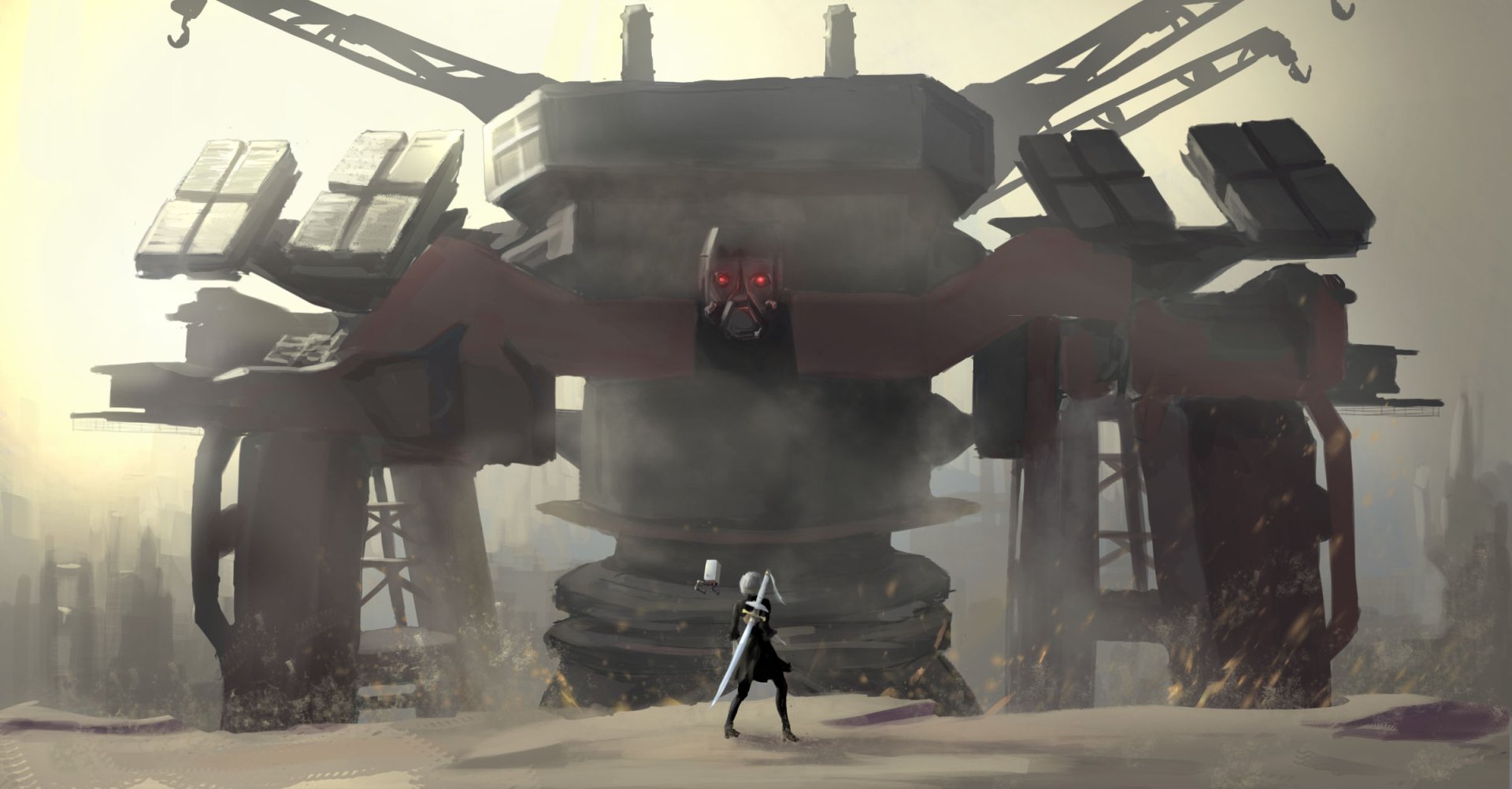 YoRHa No.2 Type B Faces Colossal Enemy | NieR: Automata HD Wallpaper by ...